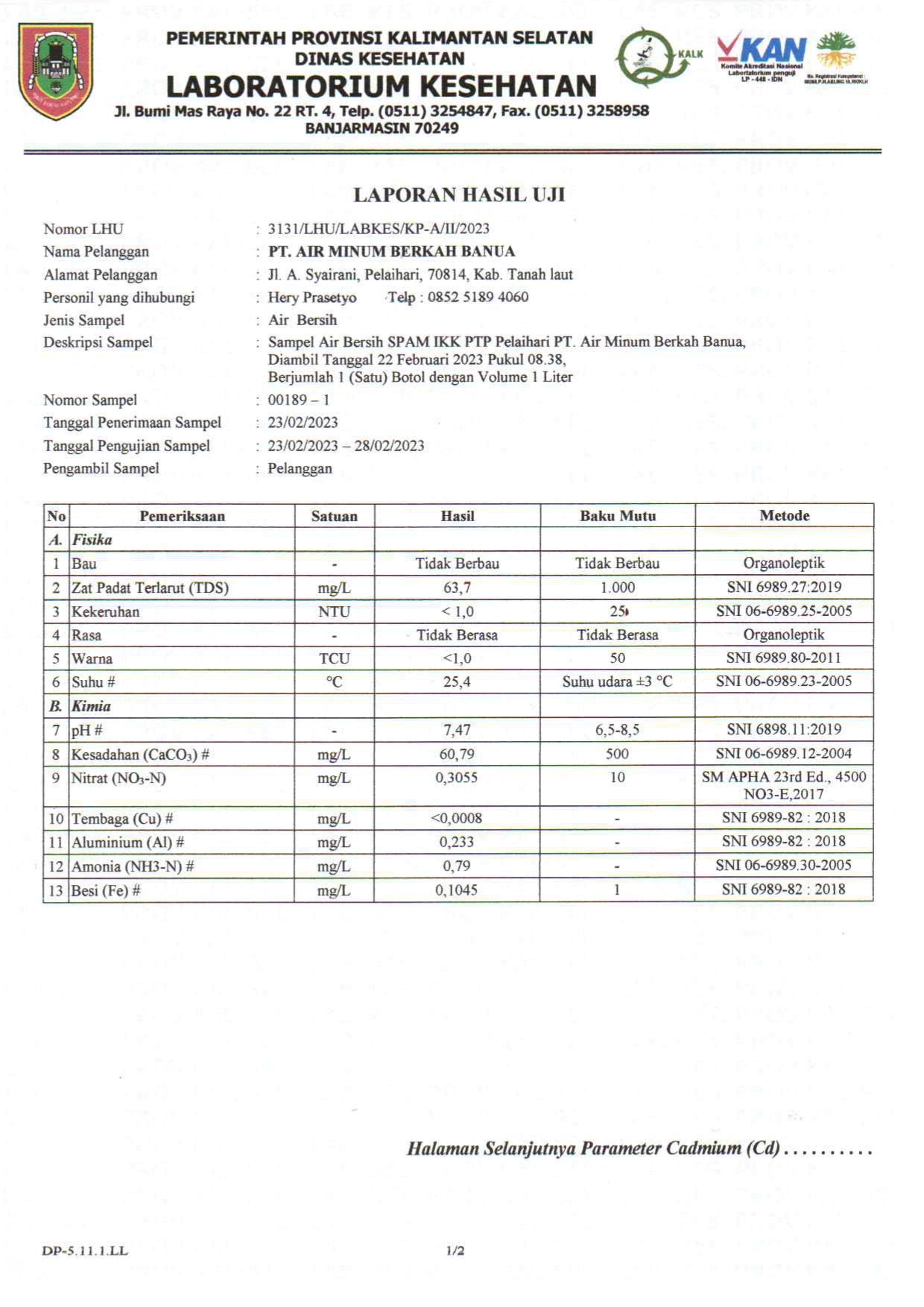 PT AIR MINUM BERKAH BANUA